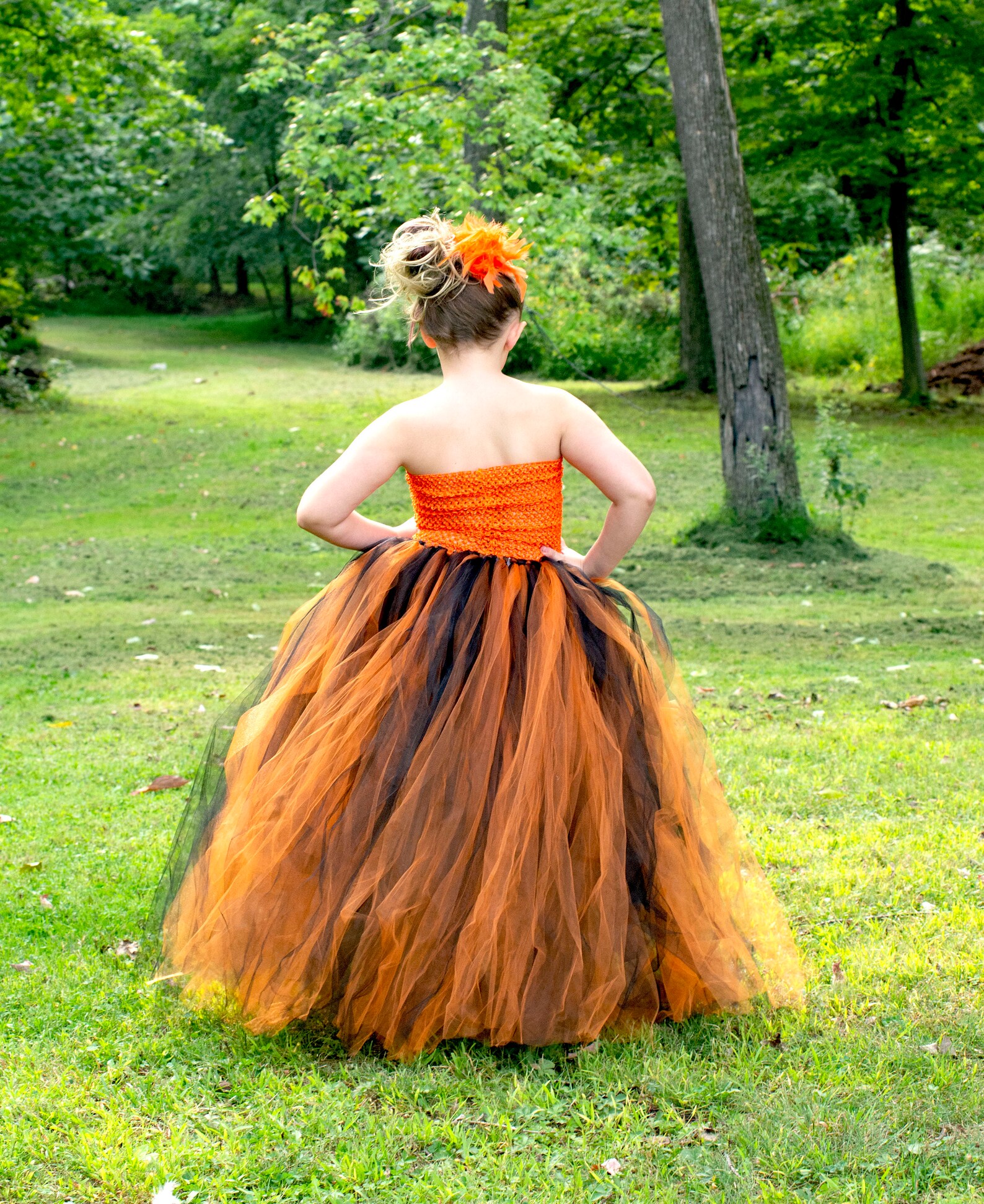 Orange Black Dress Witch Halloween Costume Girls Kids Floor - Etsy