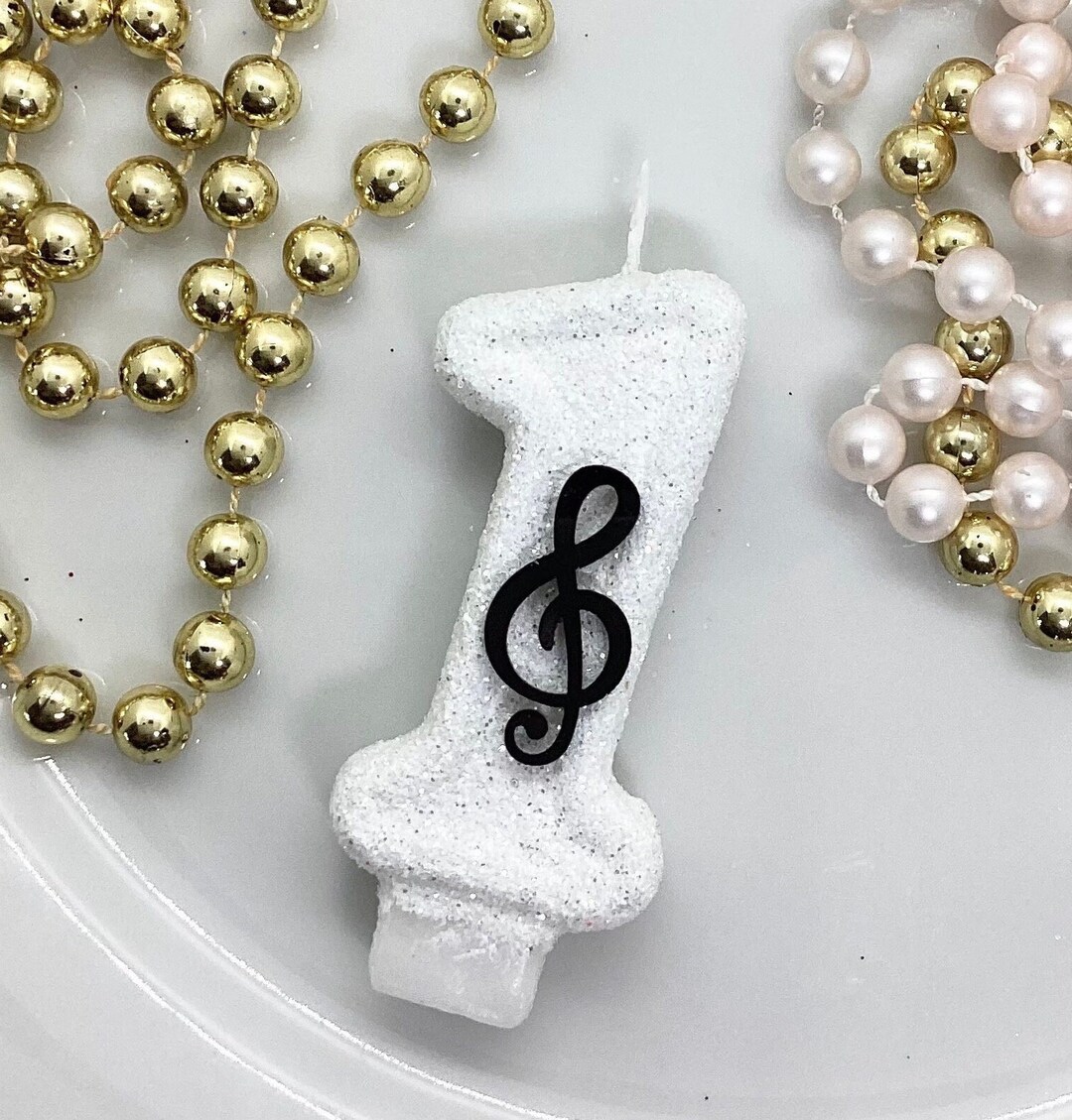 Music Note Birthday Candle, Music Theme Party Decor, Glitter Birthday ...