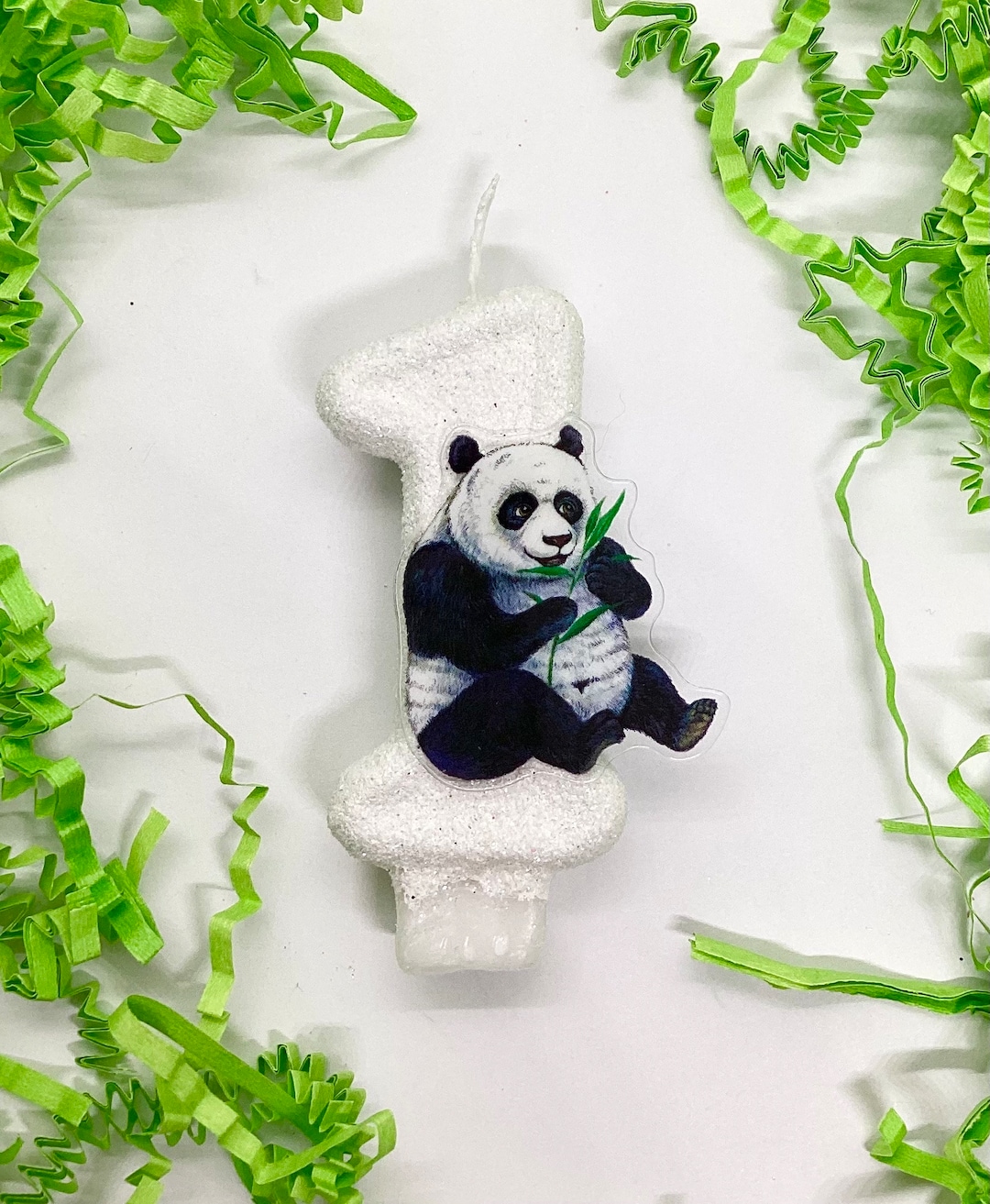 Panda Birthday Candle, Panda Bear Party Decor, One Custom Glitter ...