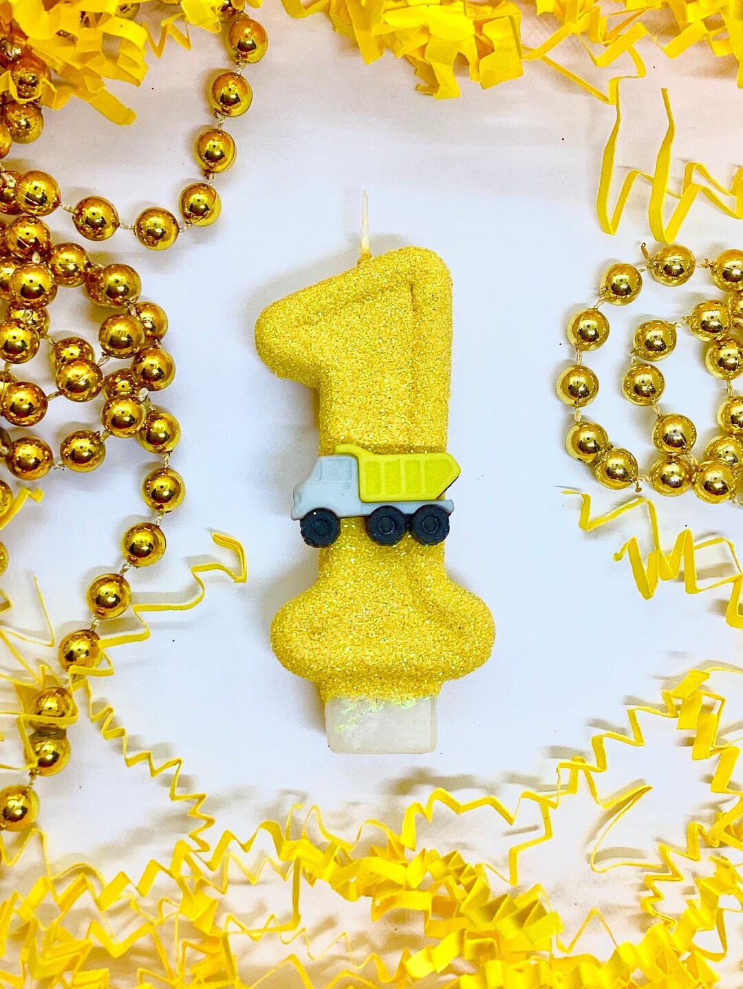 Construction Birthday Candle, Yellow Work Vehicle, Boys Party Decor ...