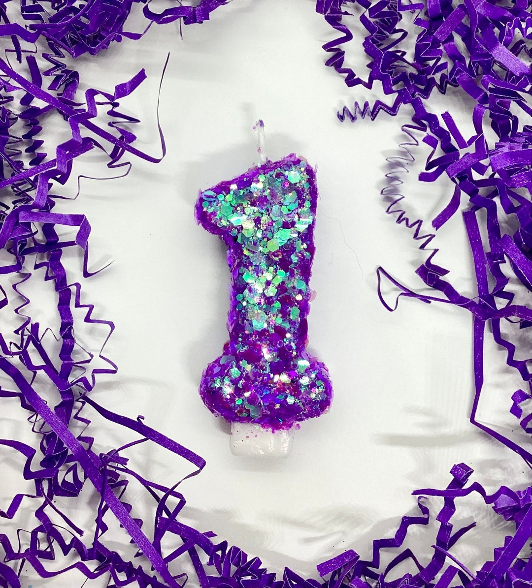 Purple Birthday Candle, Mermaid Party Decor, One Glitter Decorations ...