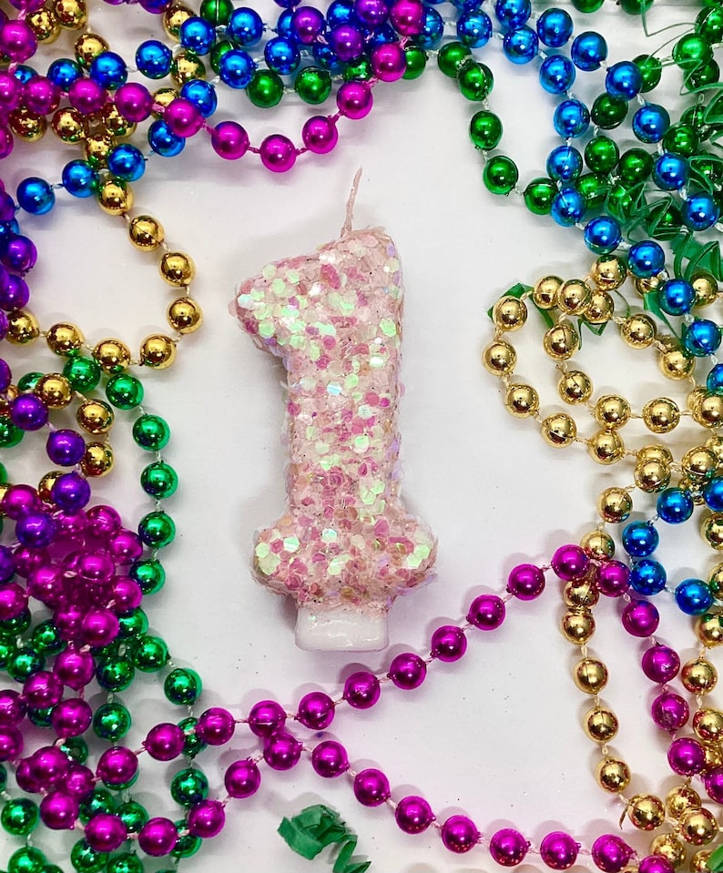 Iridescent Pink Birthday Candle, Princess Decor, One, Glitter Birthday ...