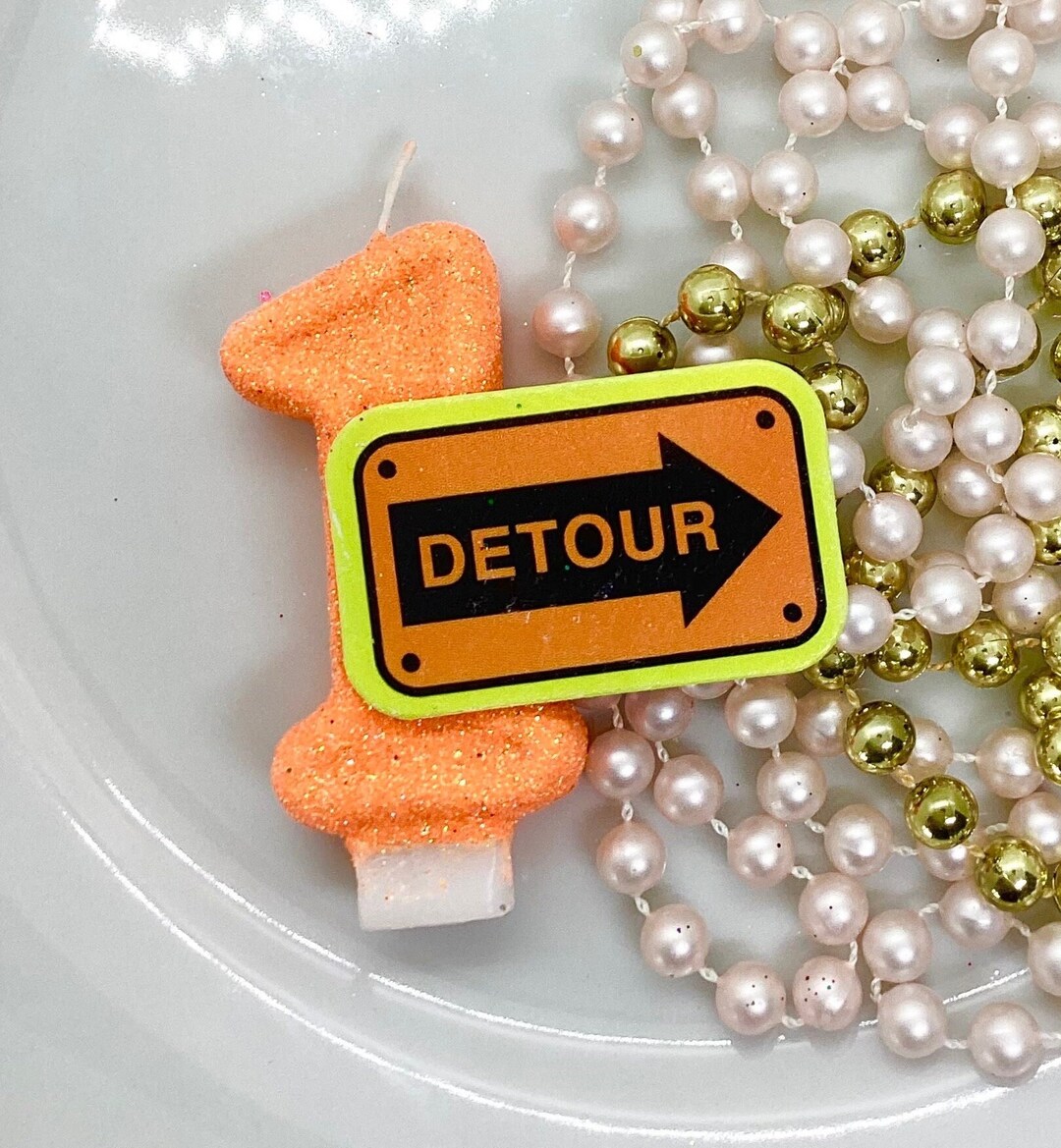 Construction Birthday Candle Orange Detour Party Decor Kids - Etsy