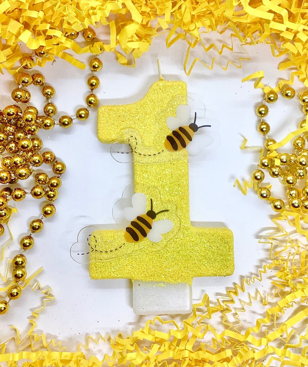 Bumble Bee Birthday Candle, Bumblebee Party Decor, Large Number Cake ...