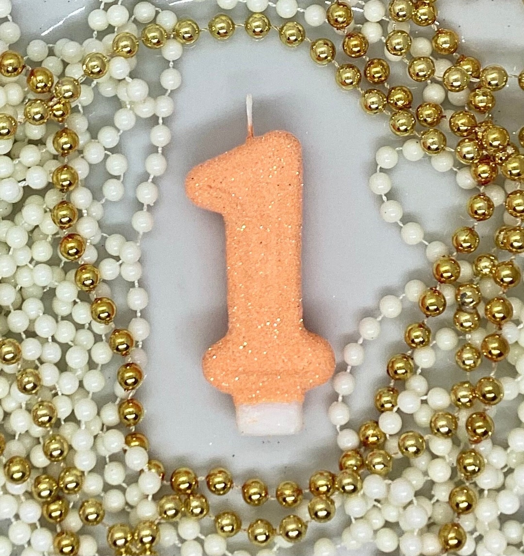 Peach Birthday Candle, Custom Girls Party Decor, Kids Glitter Birthday ...