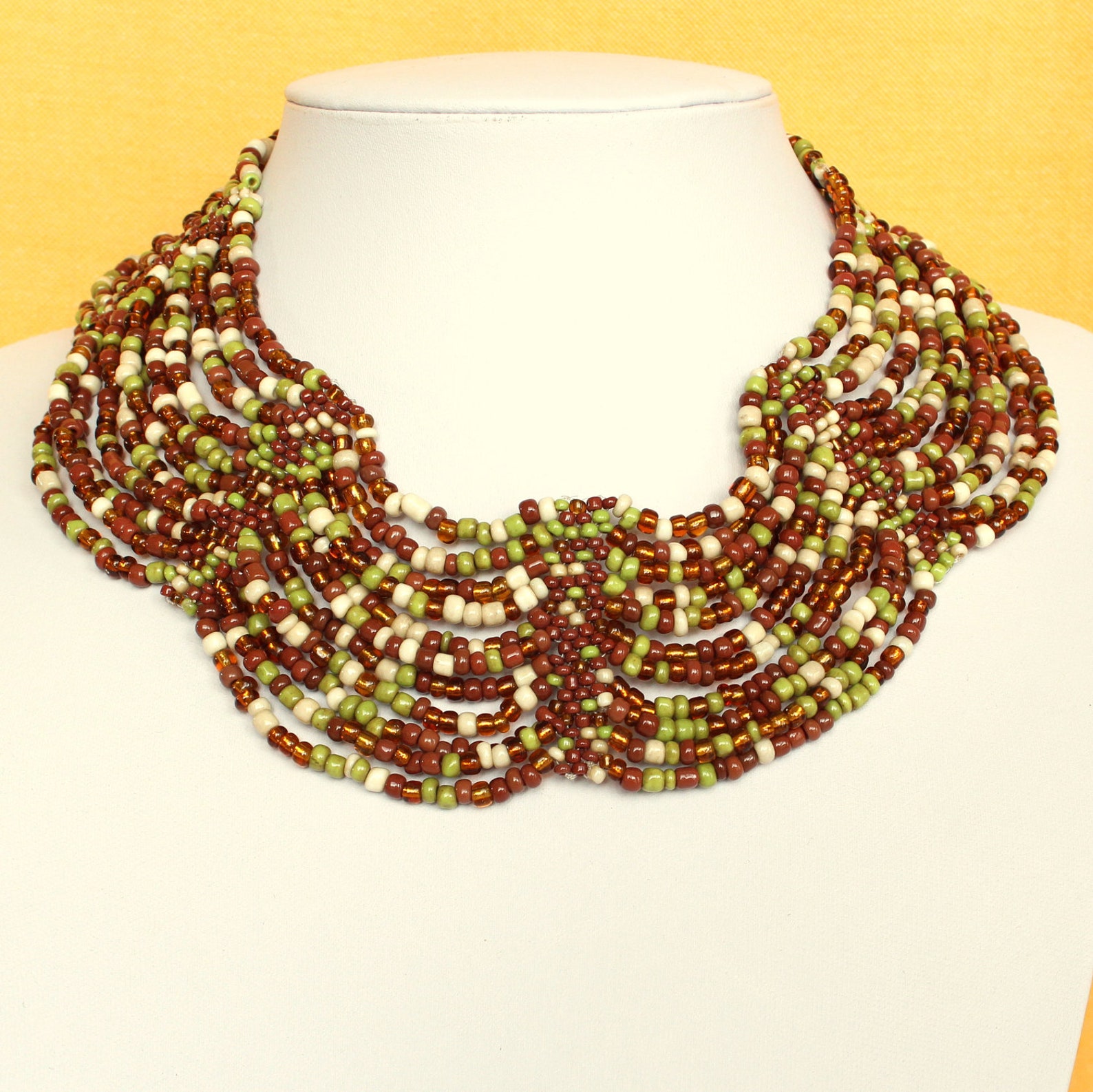 Handmade Layered Beaded Collar Necklace, African Fusion Jewelry - Etsy