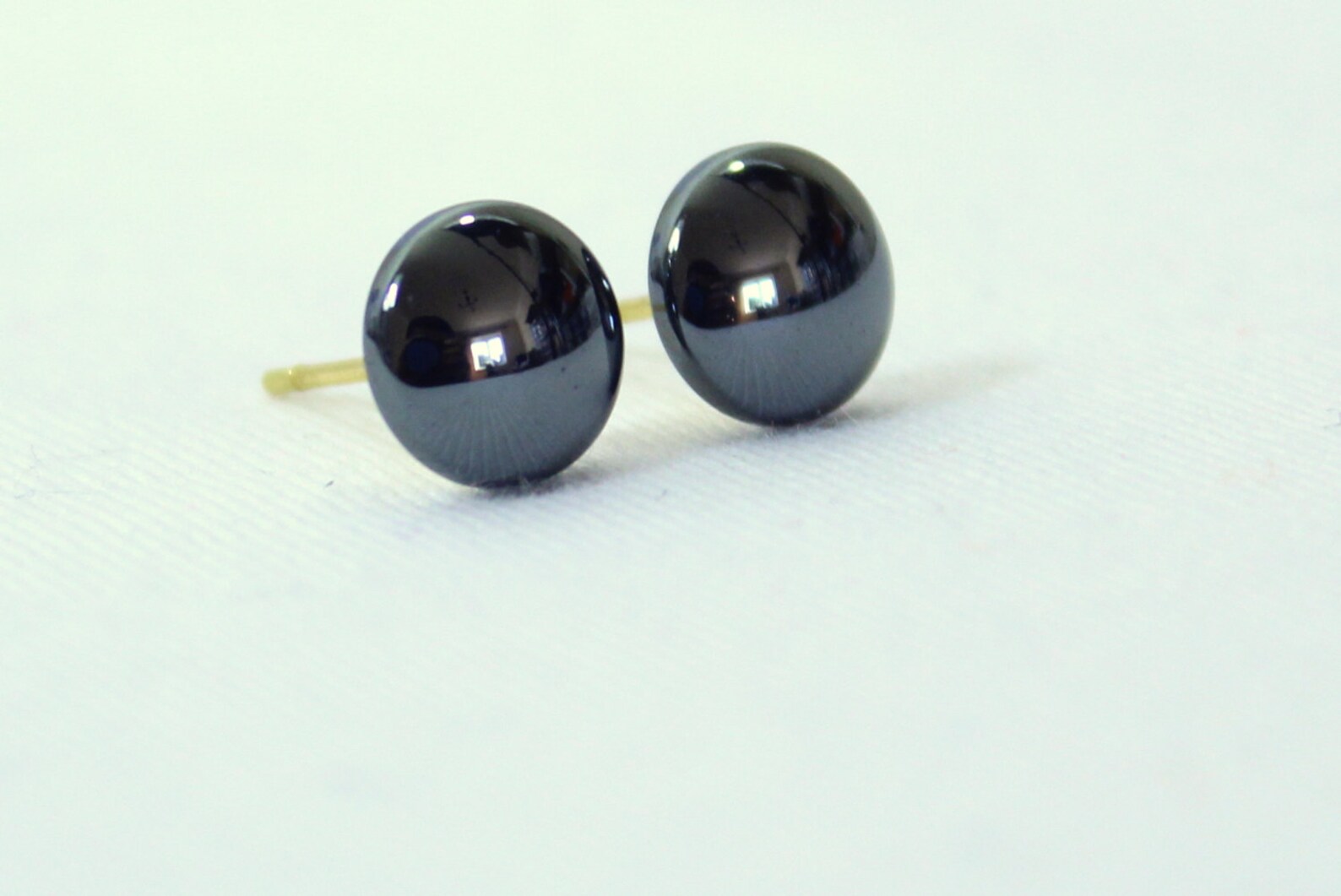 Genuine Hematite 8mm Stud Earrings: Gold, Sterling Silver, 9ct Gold - Etsy