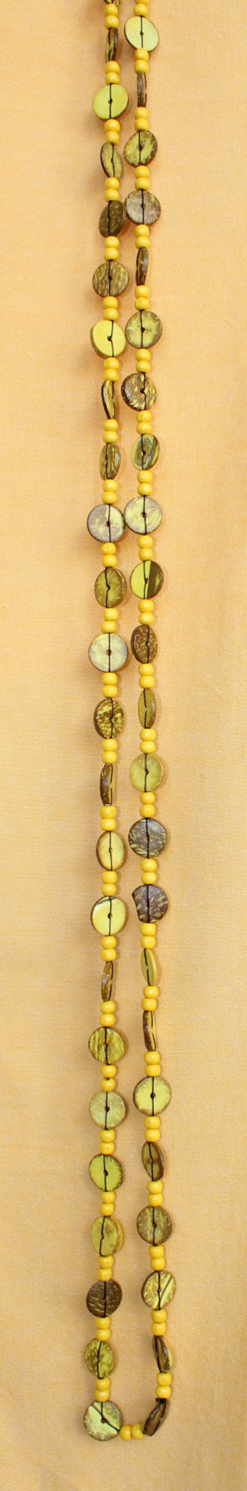 Ethnic Coconut Shell Necklace. Handmade. Extra Long Length - Etsy