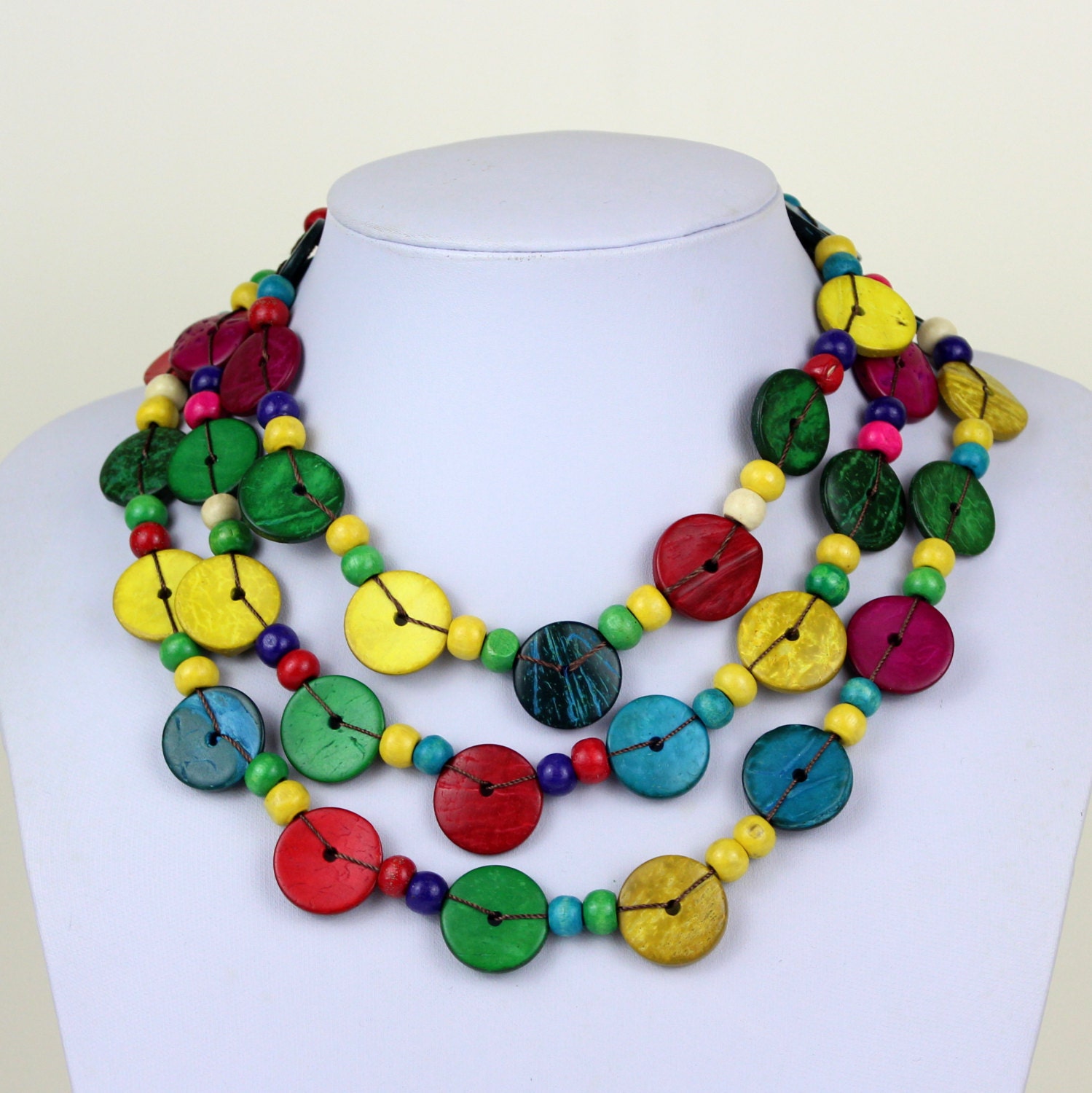 Ethnic Coconut Shell Necklace. Handmade. Extra Long Length - Etsy