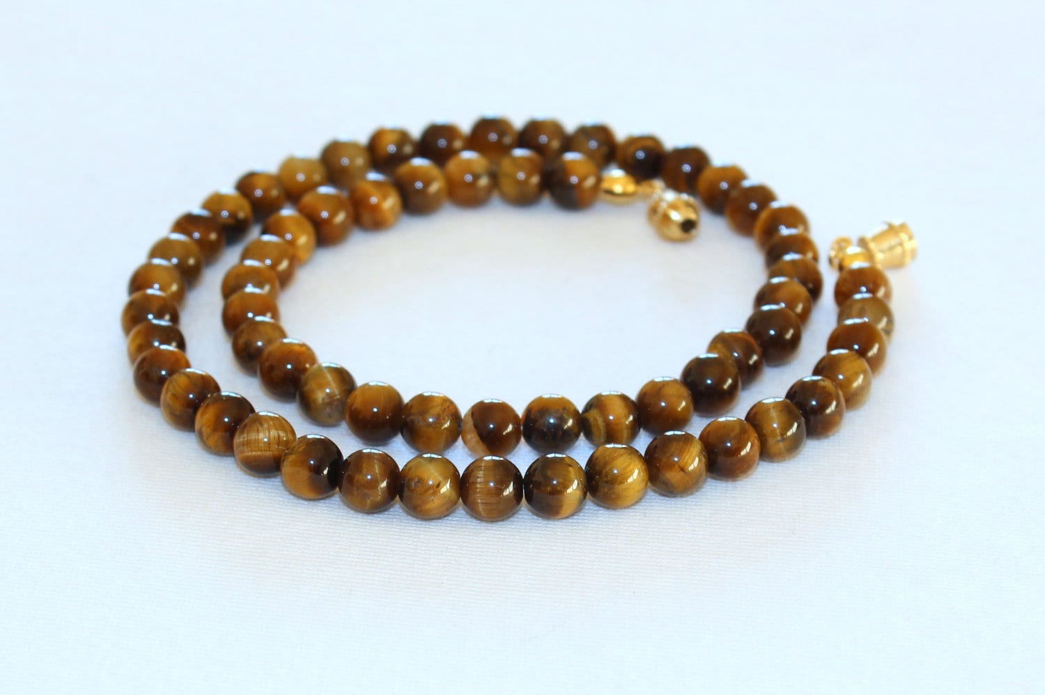 Tiger Eye Necklace. 6mm 16 Brown Tiger Eye / Tiger's Eye Stone ...