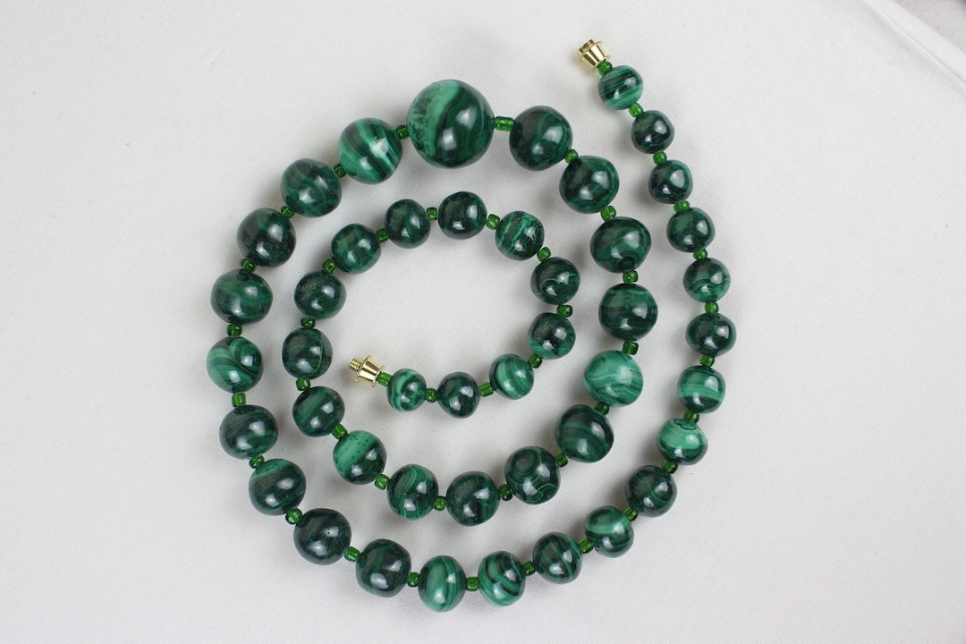 Malacite Necklace Graduted Malachite Necklace Natural Green Malakite ...