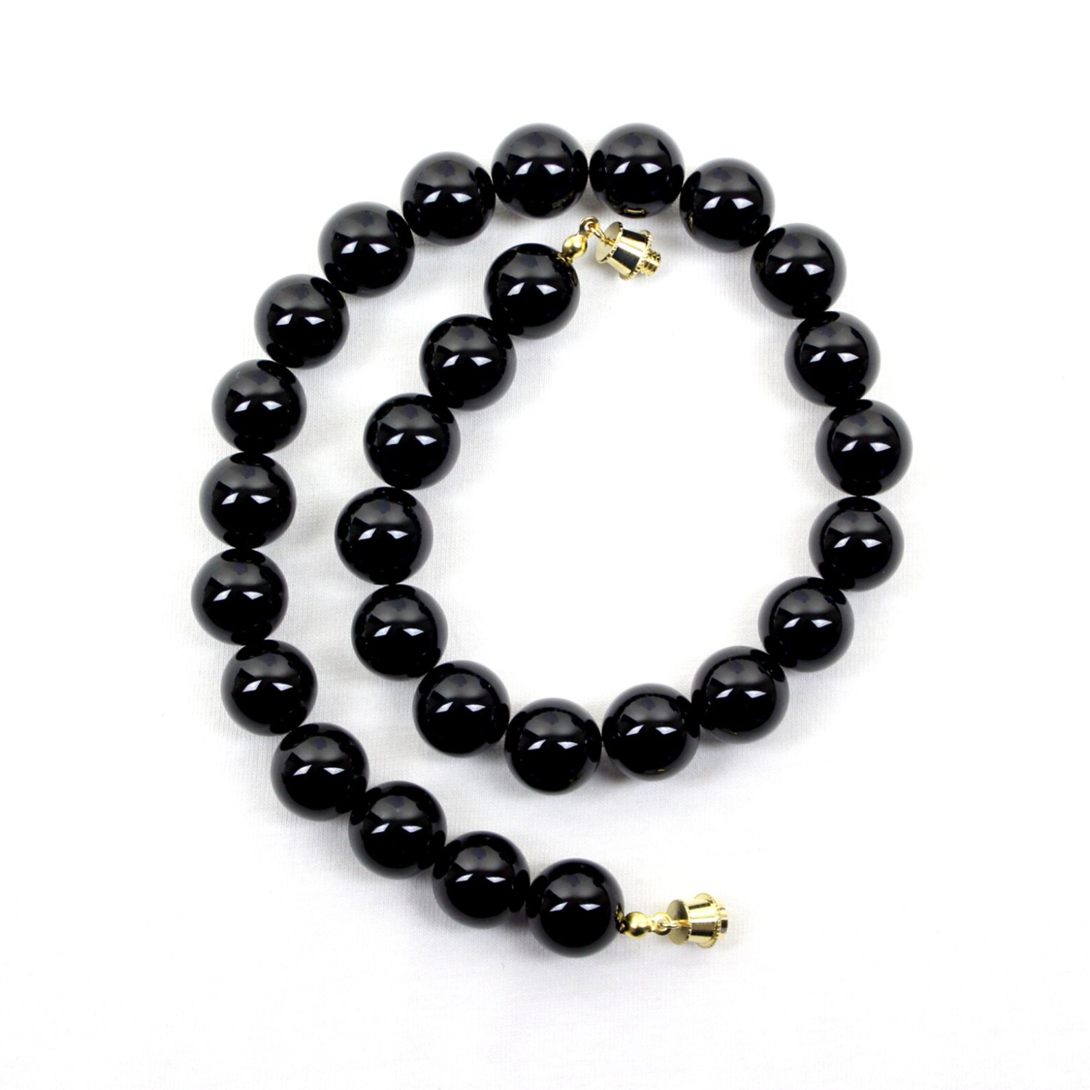 14mm Black Onyx Necklace. 14 Mm Natural Black Onyx Beads. - Etsy