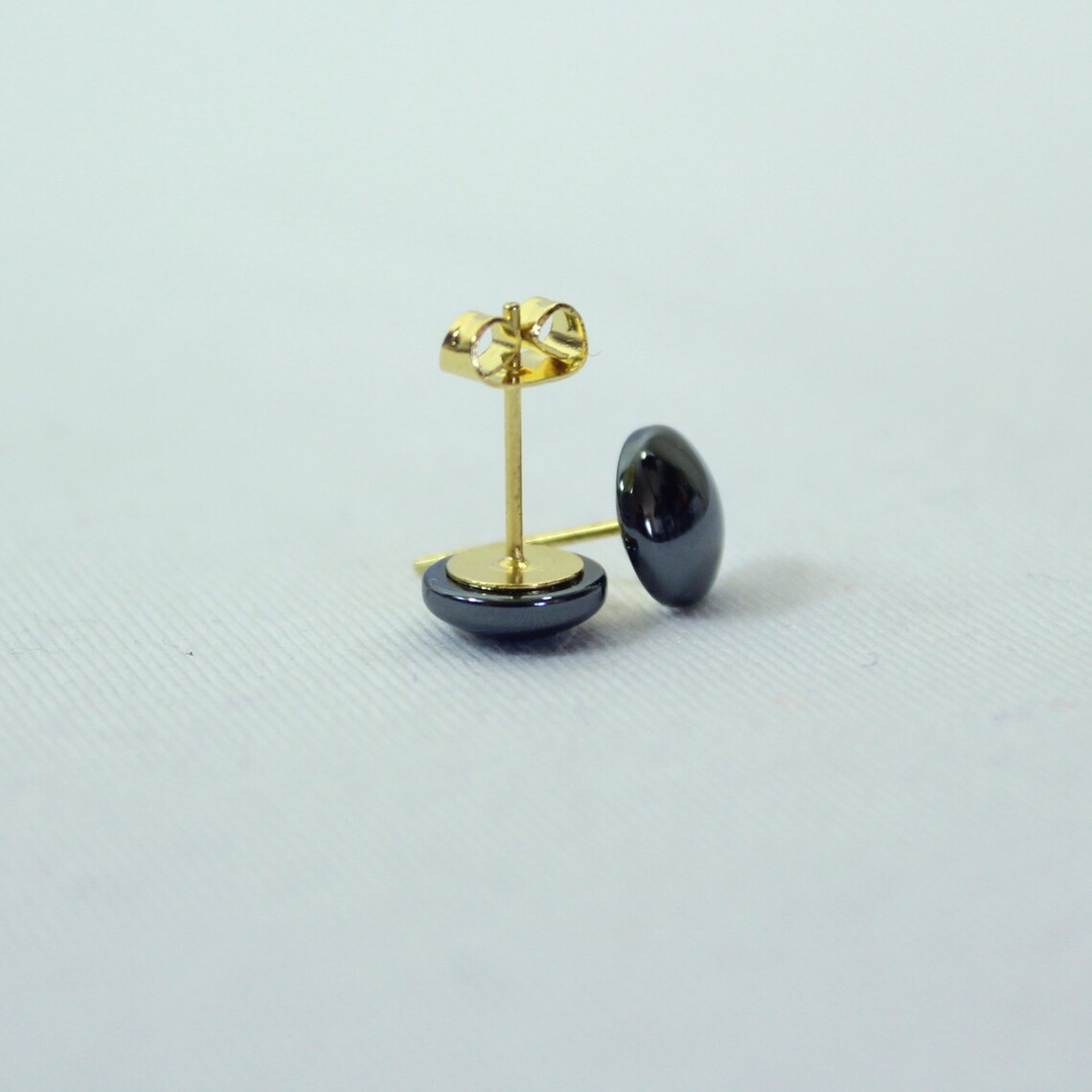 Genuine Hematite 8mm Stud Earrings: Gold, Sterling Silver, 9ct Gold - Etsy