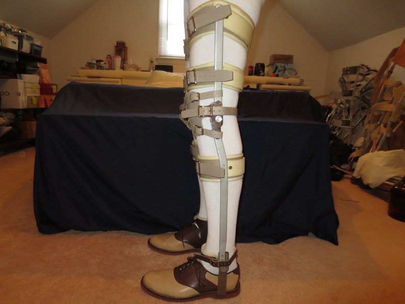 Leg Braces Pair Full Leg Metal And Leather Polio Etsy