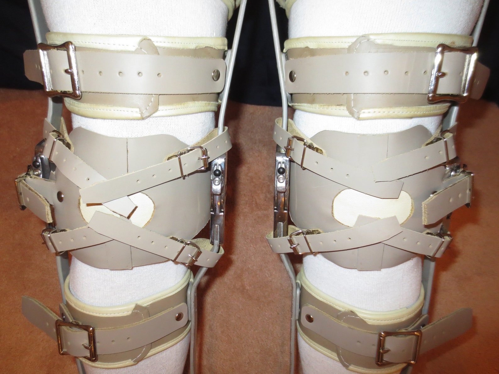 Leg Braces Pair Full Leg Metal And Leather Polio Etsy