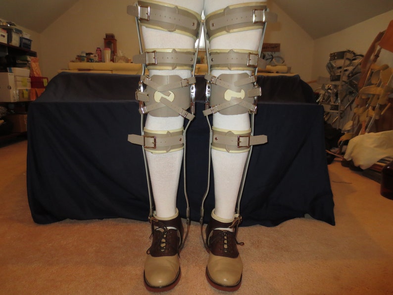 Leg Brace Polio Leather Metal Kafo Restraint Fetish Leg Braces Etsy
