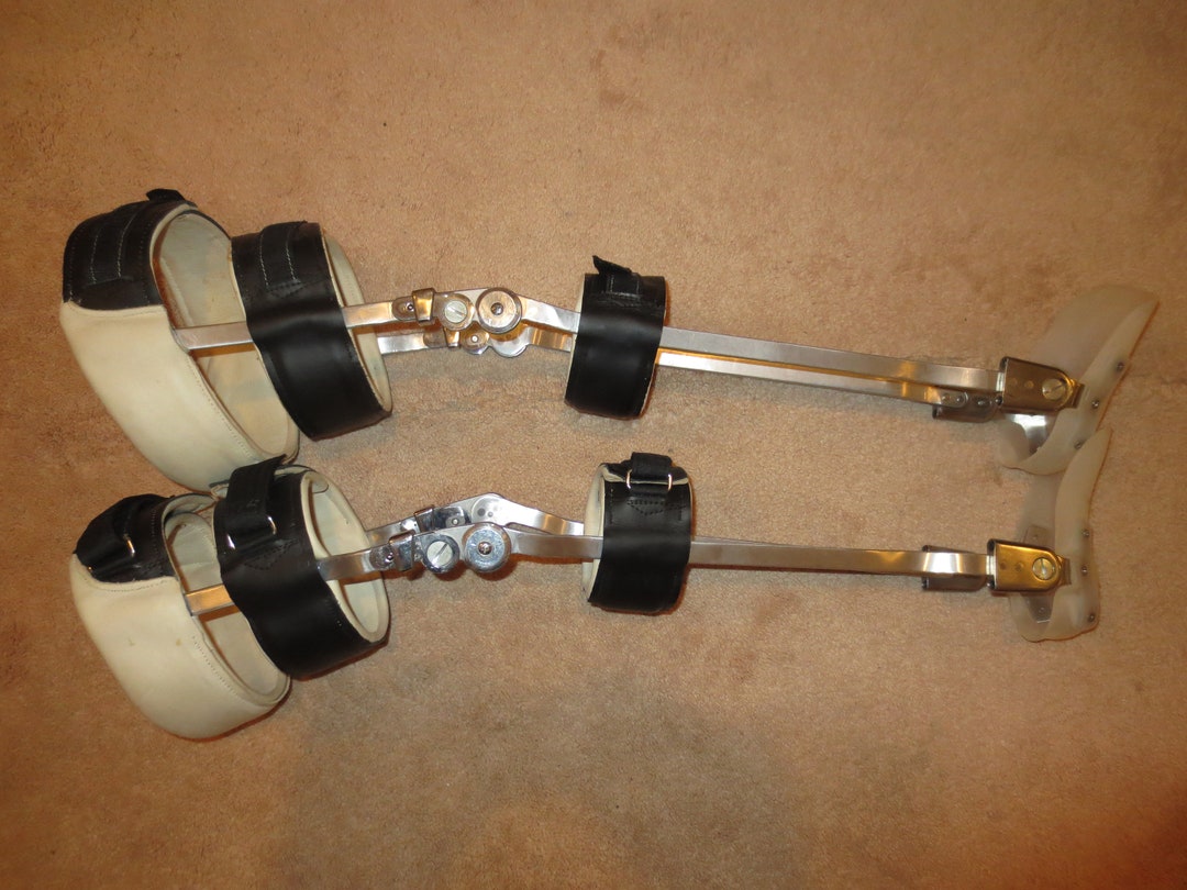 Pair Kafo Orthopedic Metal And Leather Polio Full Leg Braces Etsy