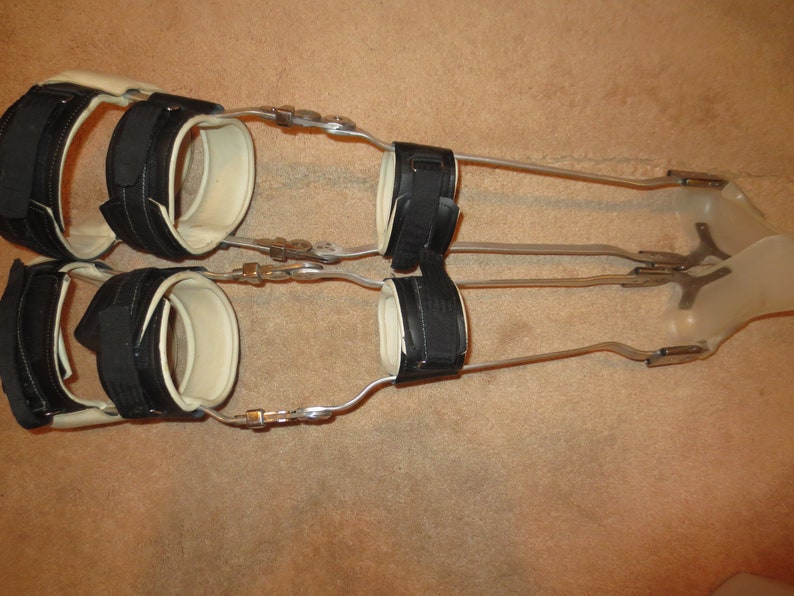 Pair Kafo Orthopedic Metal And Leather Polio Full Leg Braces Etsy