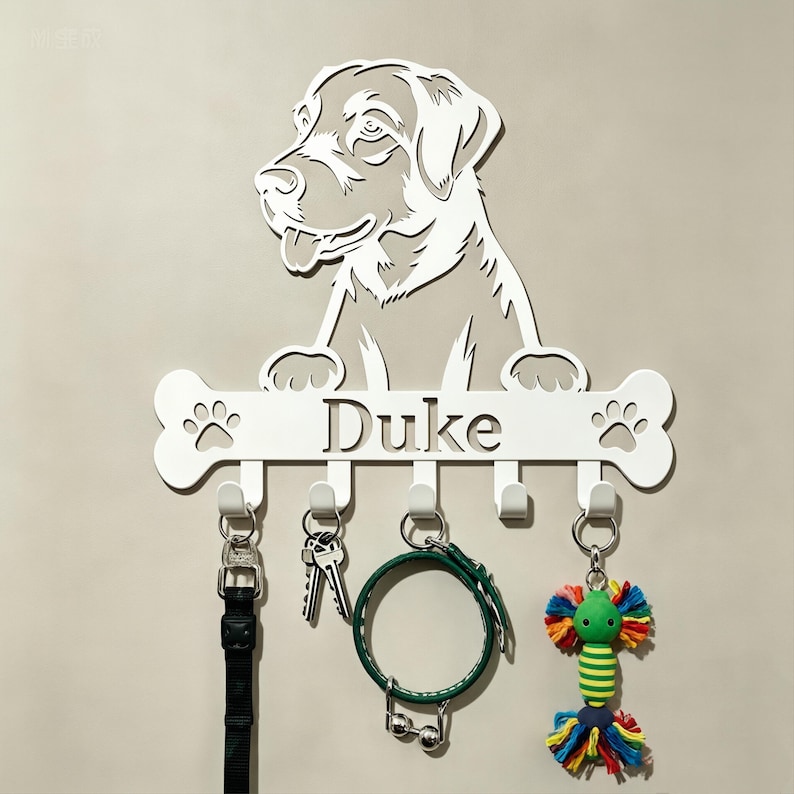 Personalized Dog Metal Wall Hook, Custom Name Bone Bar, Pet Gear ...