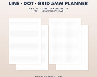 Printable Dot Grid Lined Paper Graph Paper PDF Bullet Journal Inserts ...