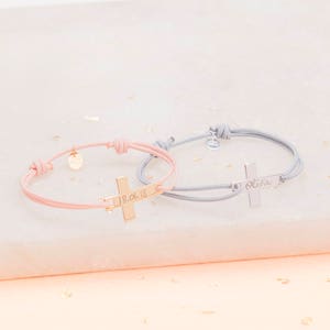 Personalized Flat Cross Braid Bracelet Merci Maman Gift for Christening ...
