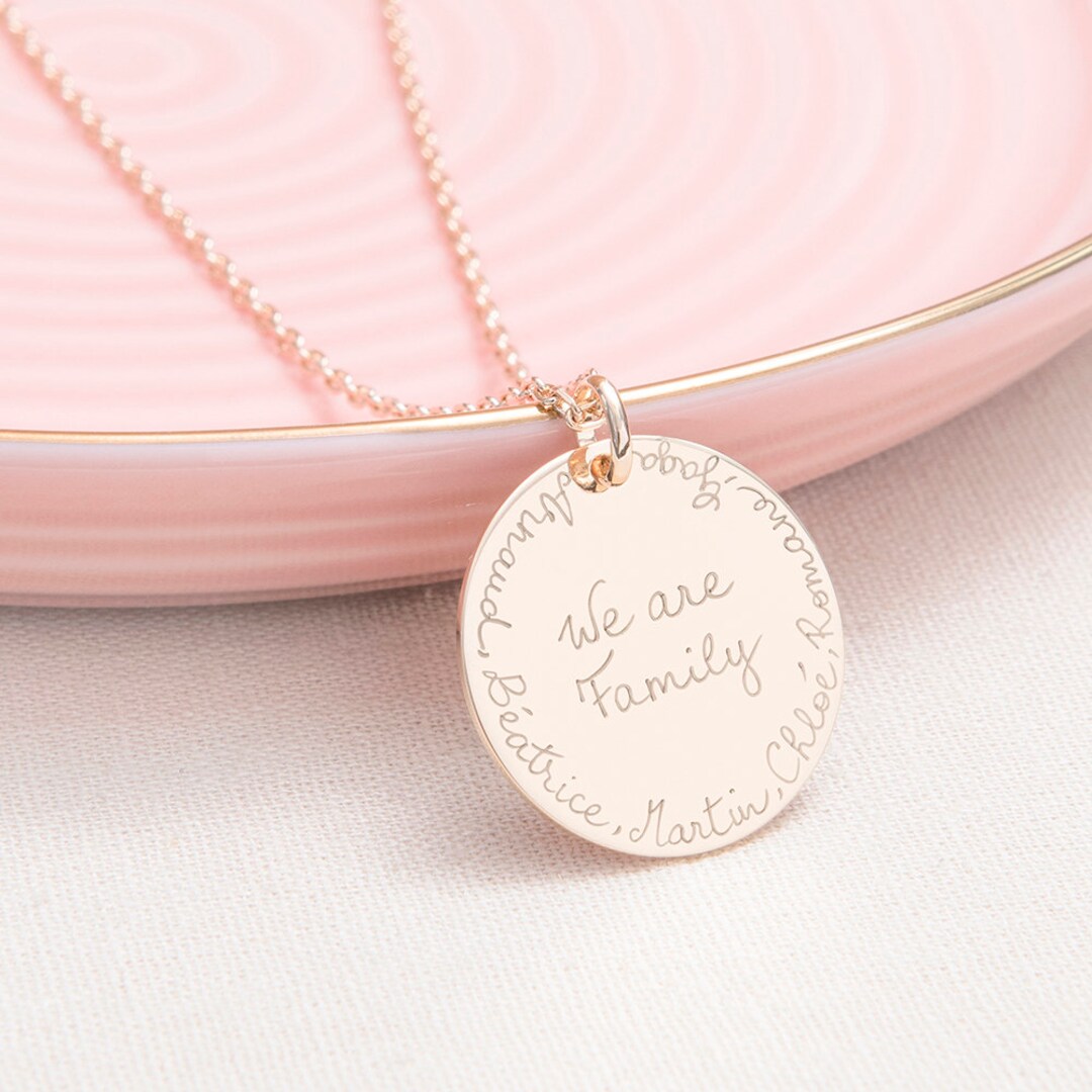 Personalized Large Disc Necklace - Merci Maman, Family Names Necklace ...