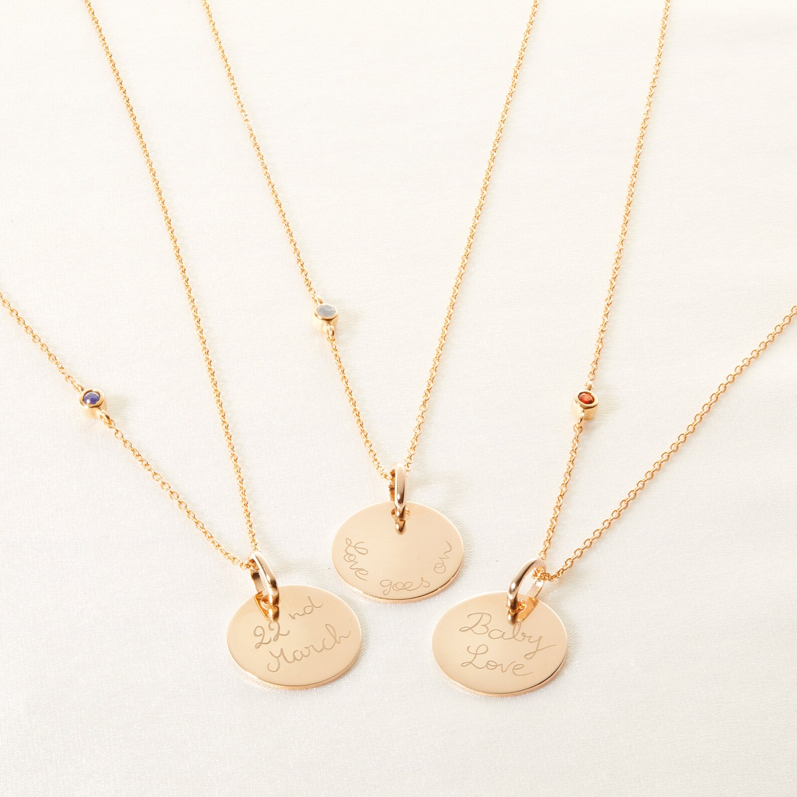 Personalized 18K Gold Plated Birthstone Chain and Disc - Etsy