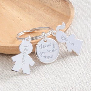 Personalized Men's Sterling Silver Family Key Ring With Child Charms ...
