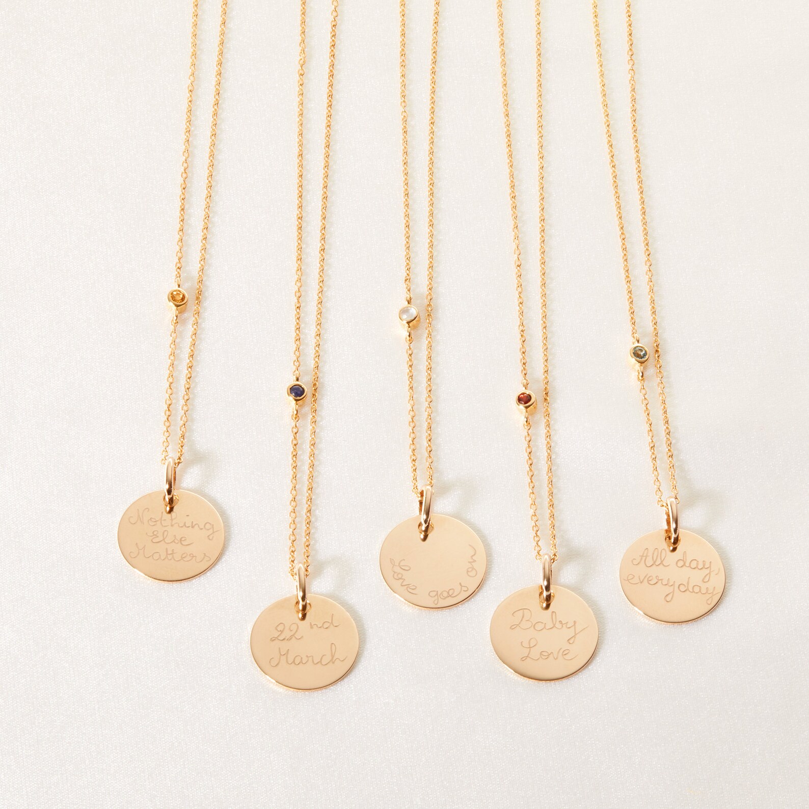 Personalized 18K Gold Plated Birthstone Chain and Disc - Etsy