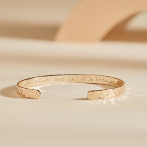 Personalized Hammered Open Bangle - Merci Maman Stacking Bangle With ...