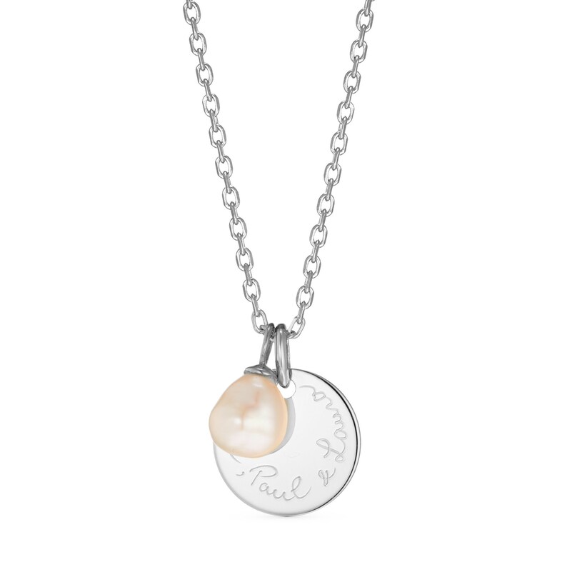 Personalized Pearl Drop Necklace Engraved Disc and Pearl - Etsy