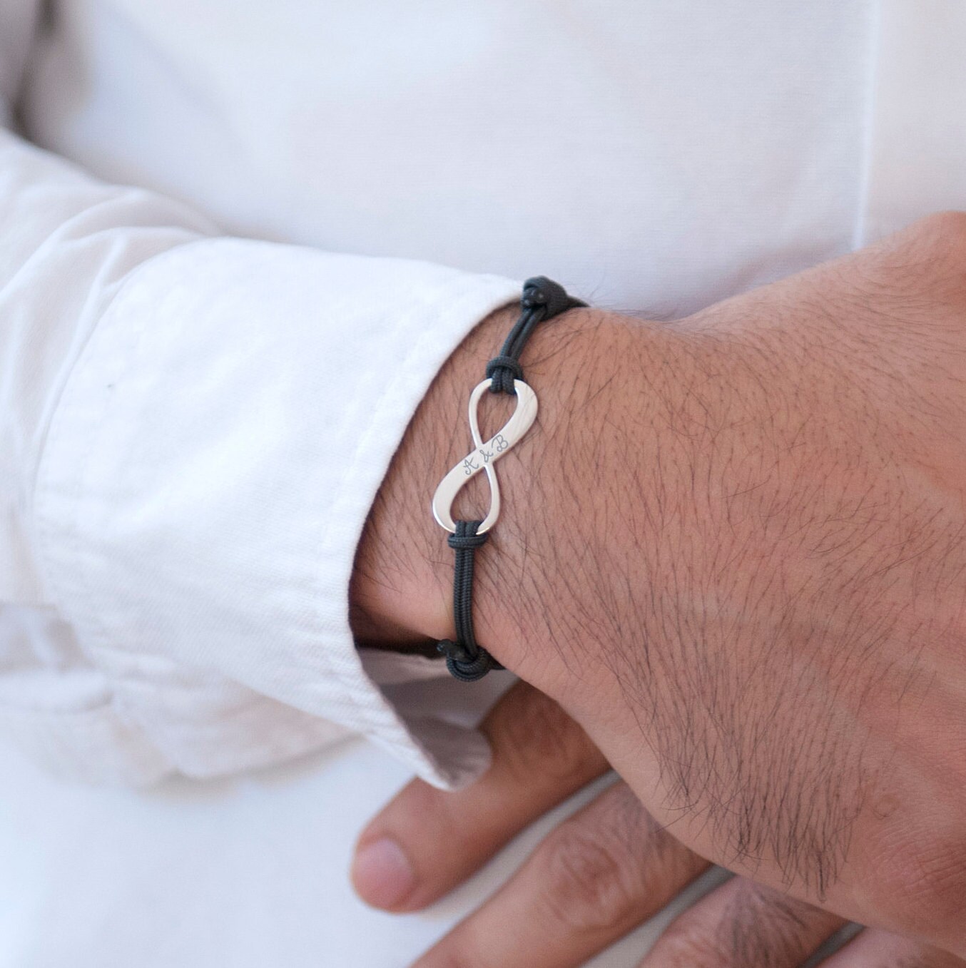 Personalized Men's Sterling Silver Infinity Bracelet - Engraved ...