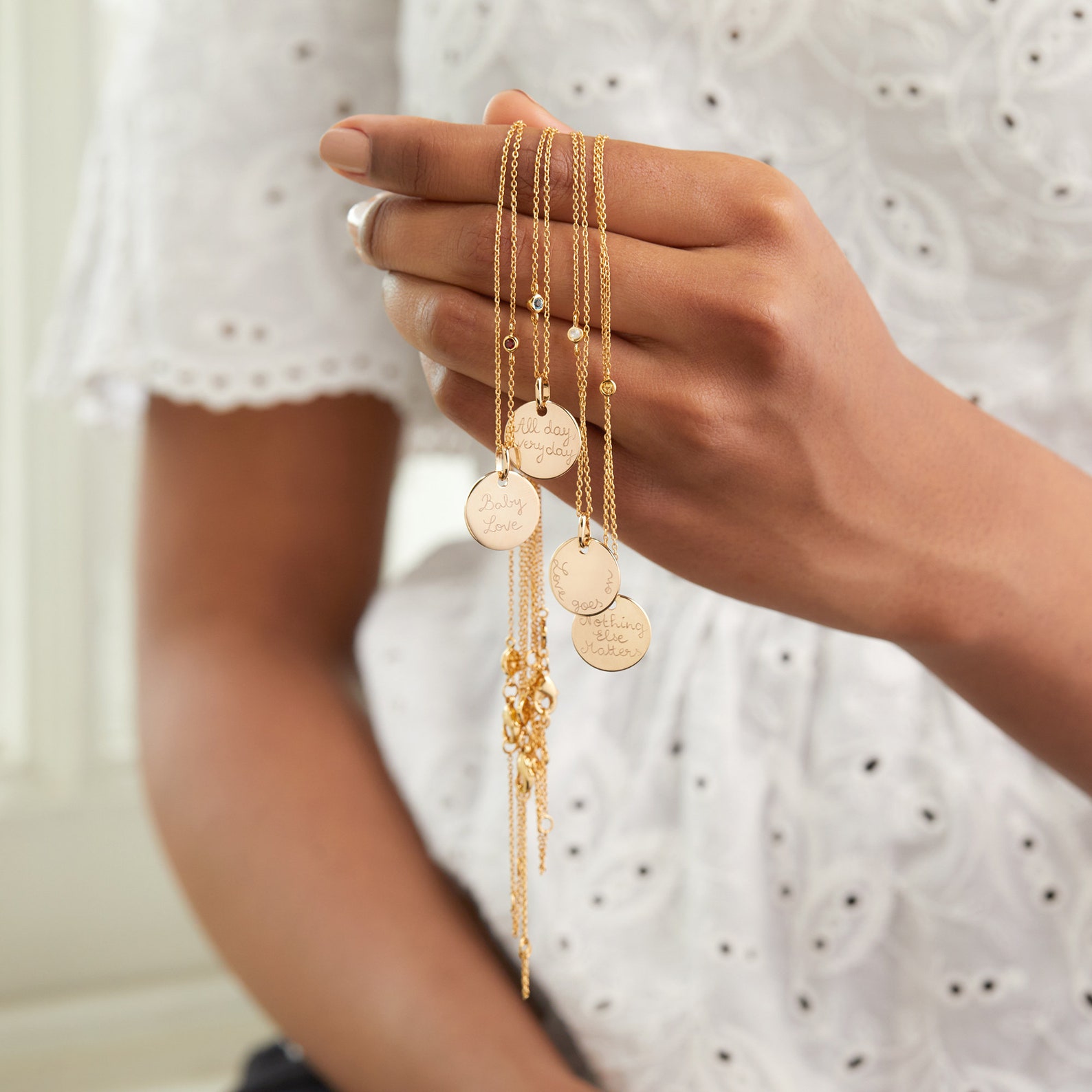 Personalized 18K Gold Plated Birthstone Chain and Disc - Etsy