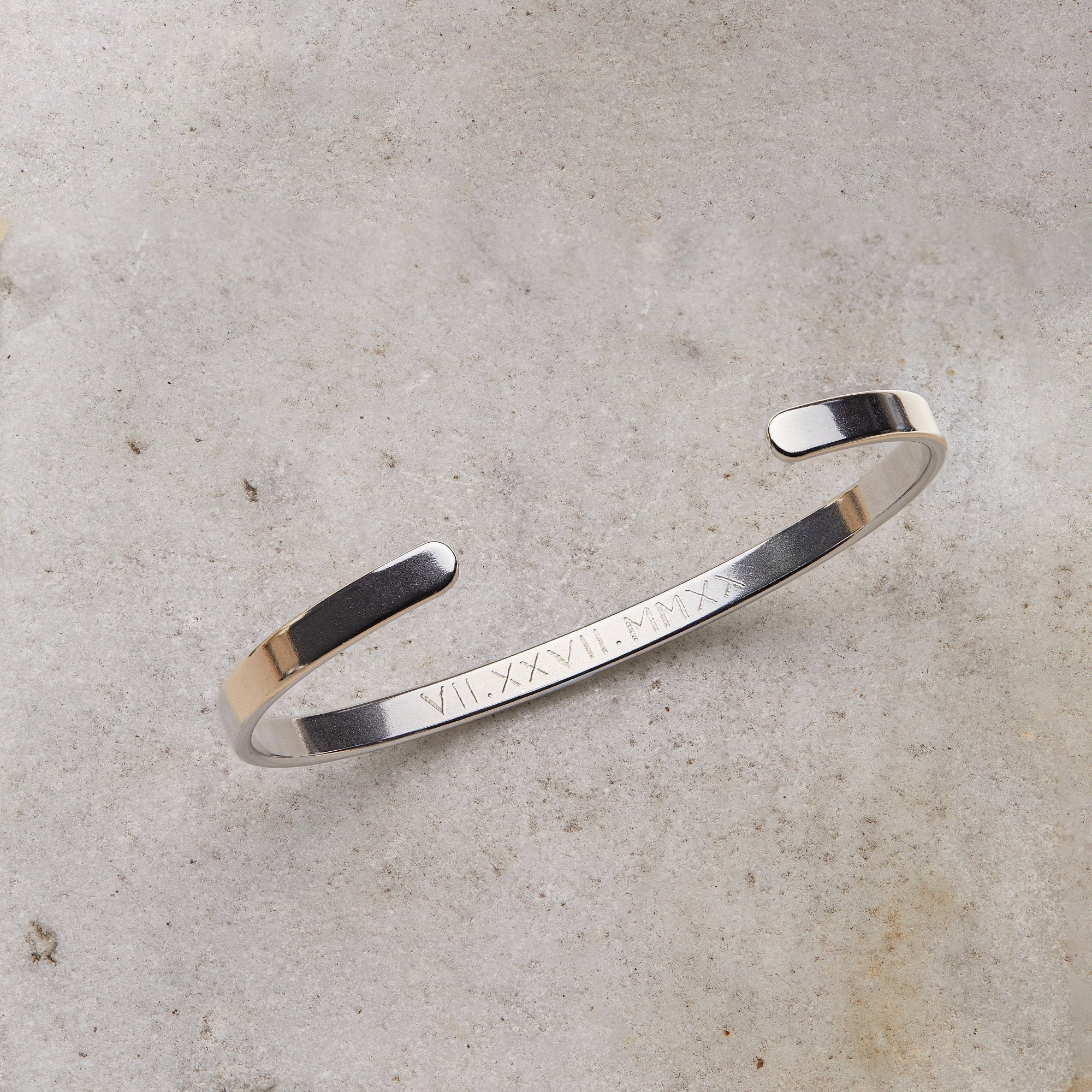 Personalized Men's Sterling Silver Open Bangle hand | Etsy