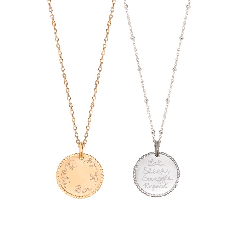 Personalized Beaded Disc Necklace Merci Maman gift for mum | Etsy