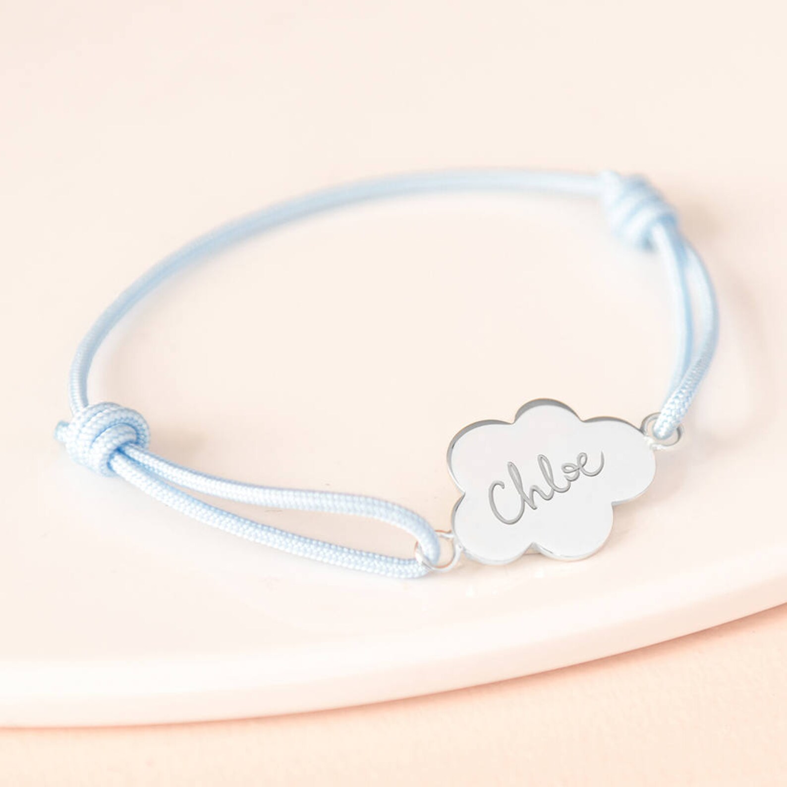 Personalized Cloud Bracelet Engraved Cloud Charm Braid - Etsy