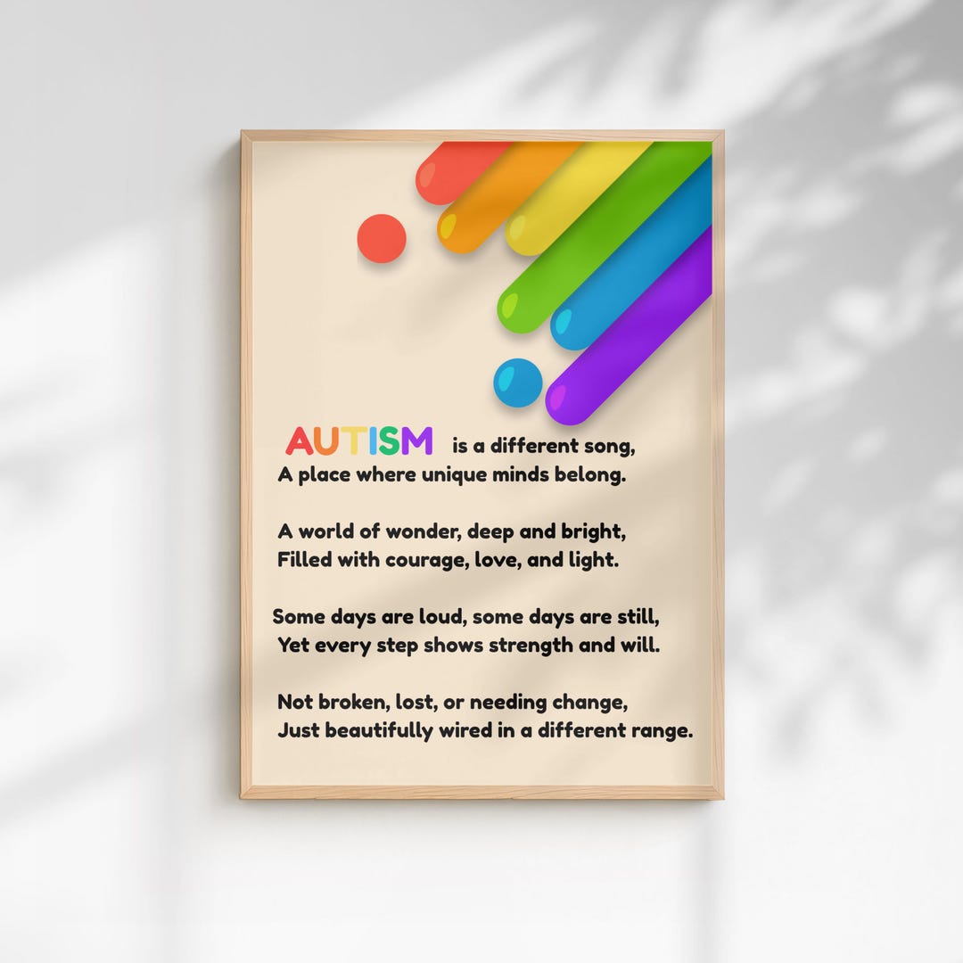 Autism Poem Poster | Neurodiversity Kids Room Decor (gloss Poster) - Etsy