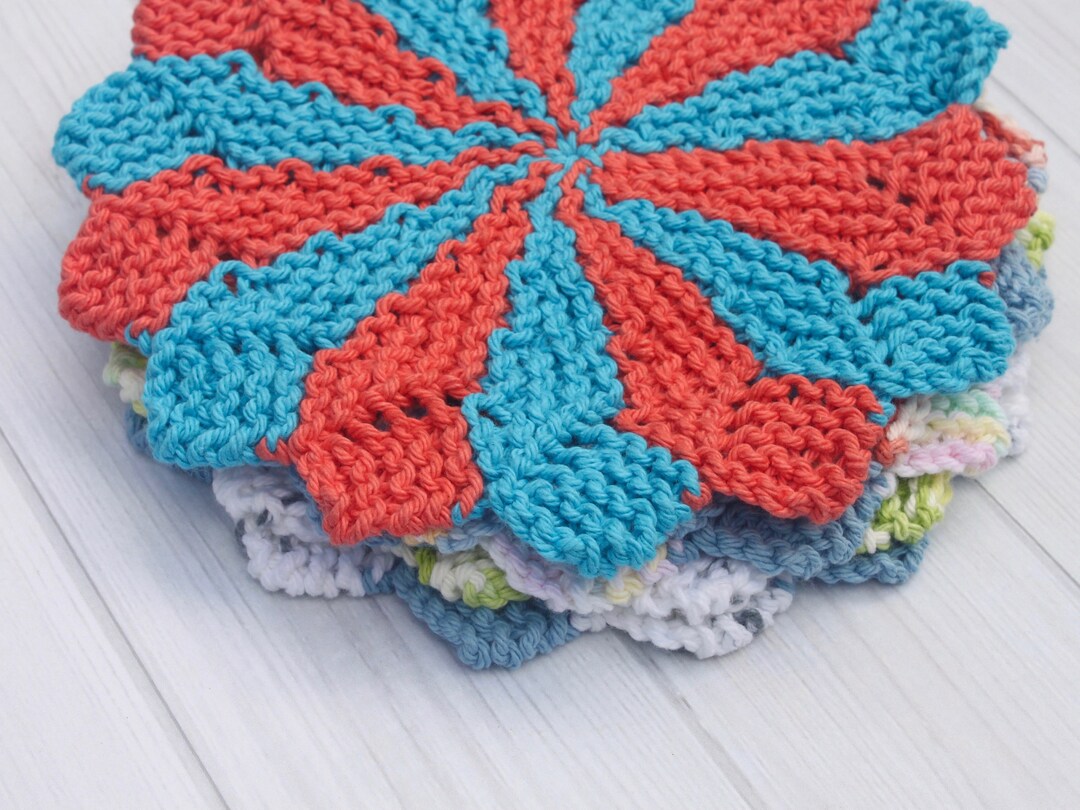 Designer Knit Dishcloth Instant Download Knitting Pattern Round ...