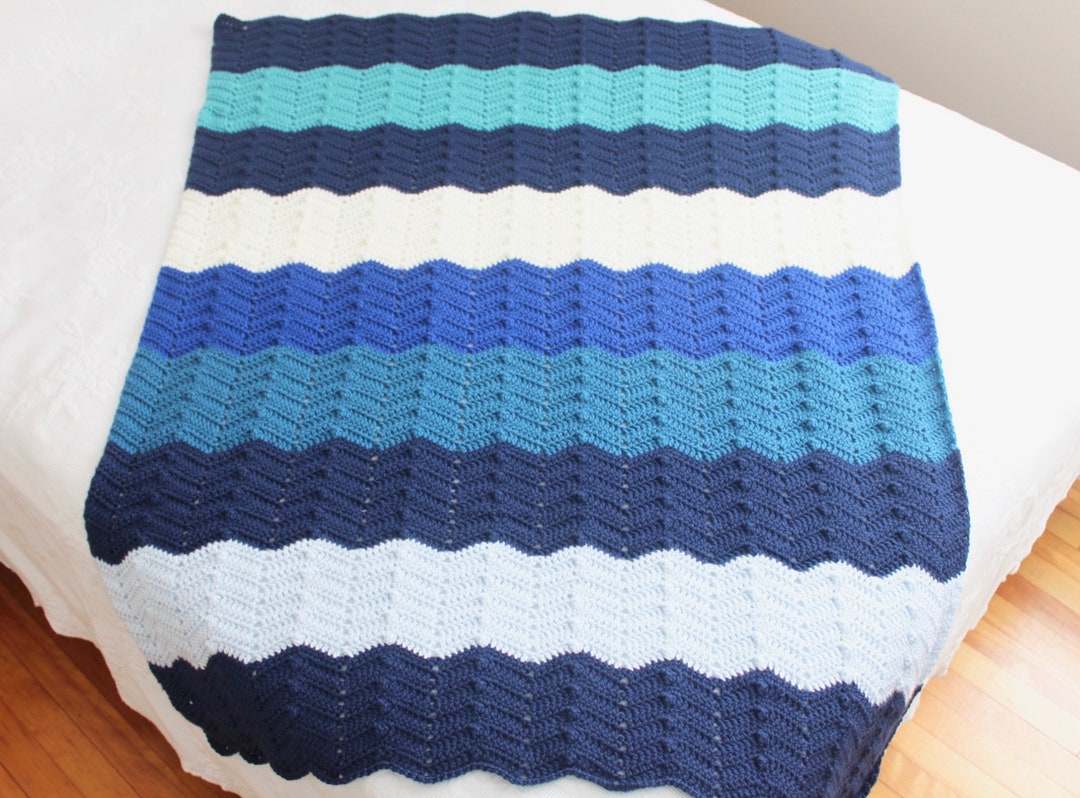 Crochet Blanket Pattern Ripple Waves Throw - Etsy