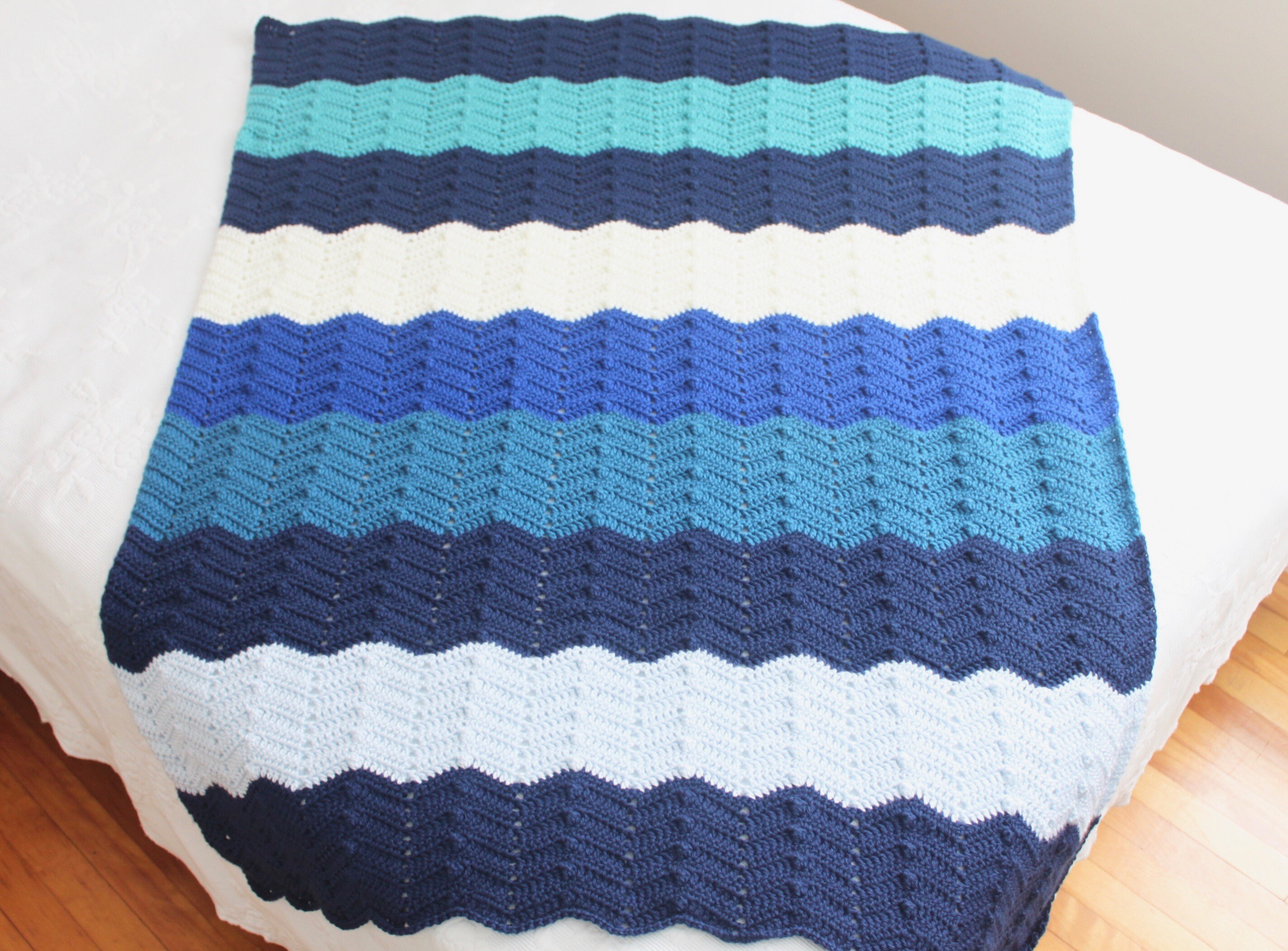 Crochet Blanket Pattern Ripple Waves Throw - Etsy