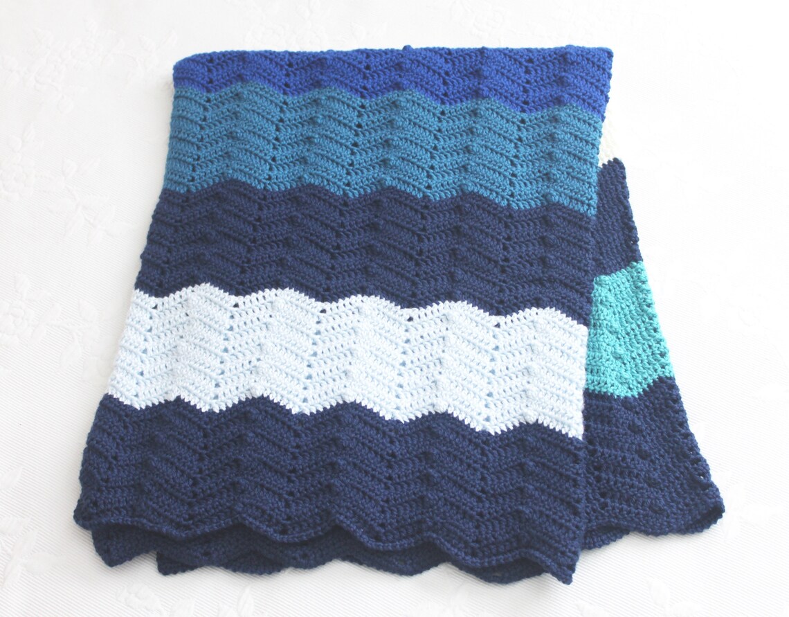 Crochet Blanket Pattern Ripple Waves Throw - Etsy Canada