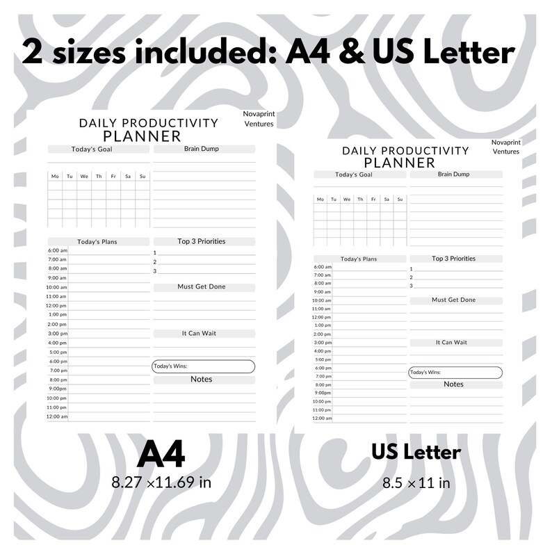 Daily Productivity Planner Bundle | Editable Canva Template (digital ...