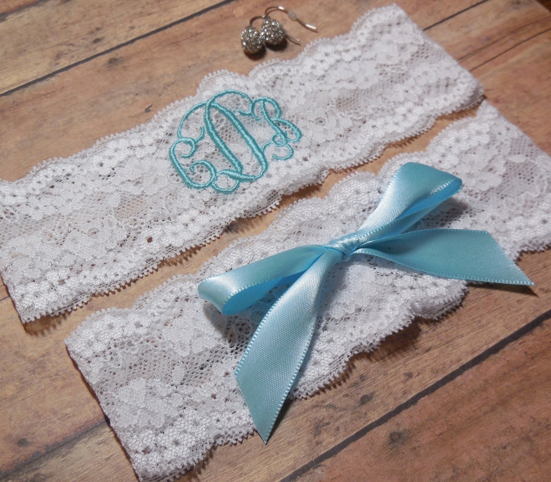 Monogrammed Garter, Monogram, Blue Garter, Something Blue, Garter ...