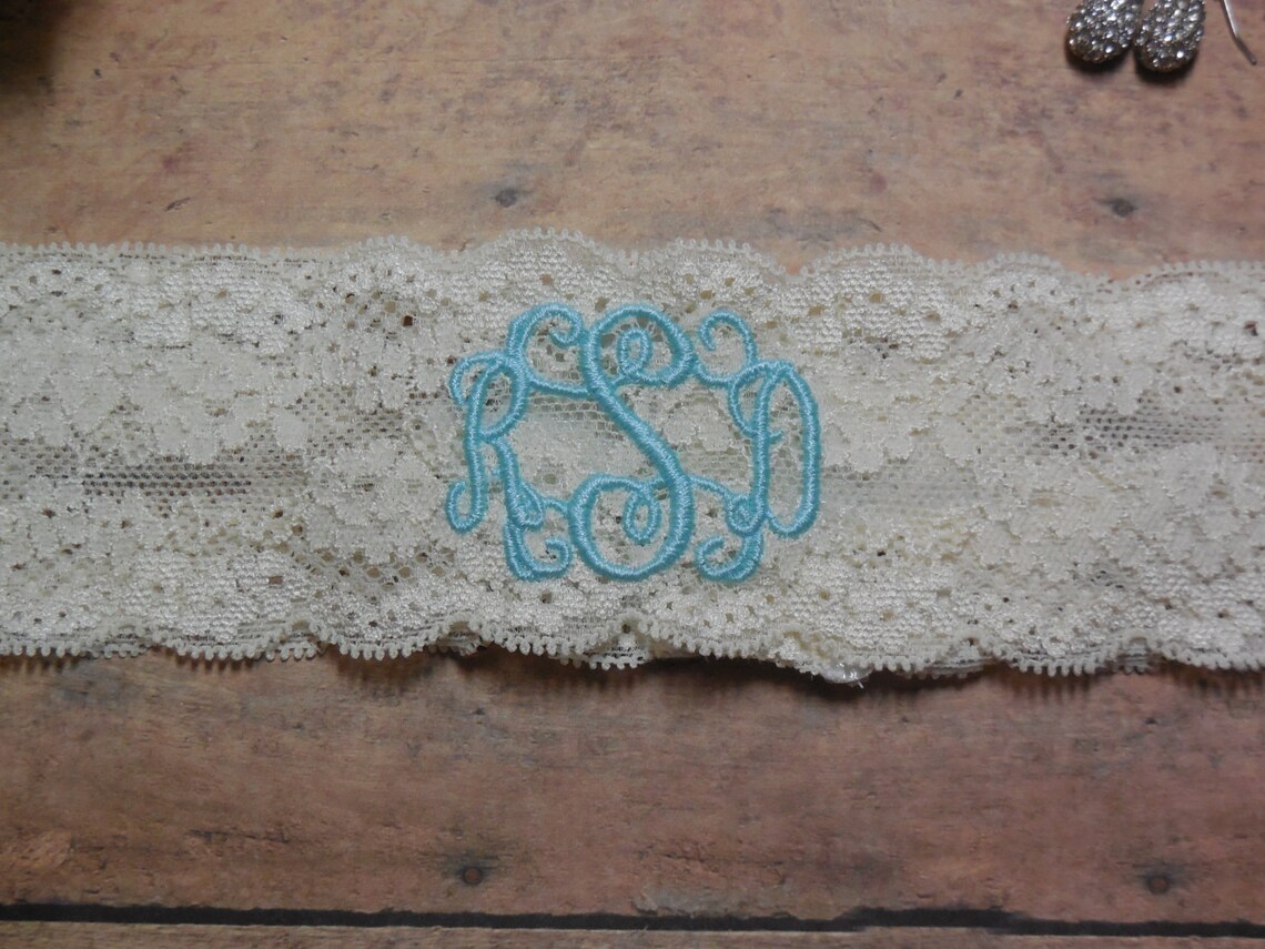 Monogrammed Garter Monogram Personalized Garter Garter | Etsy