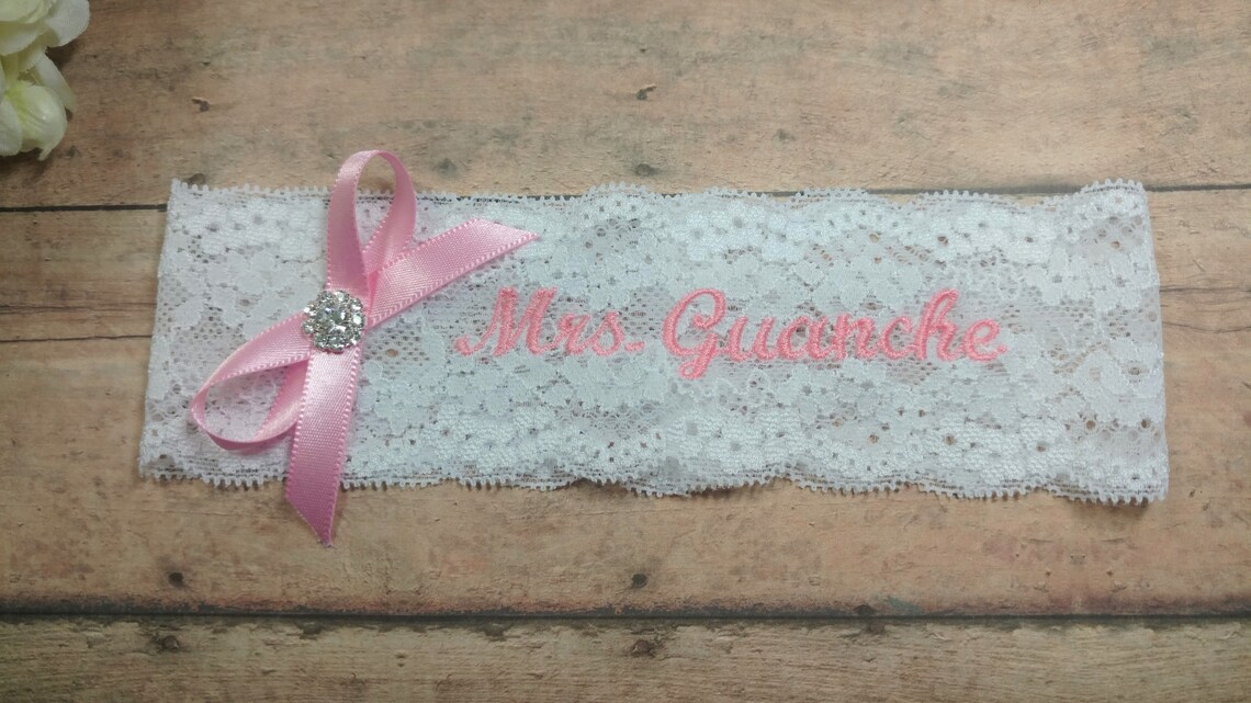 Personalized Garter Custom Garter Embroidered Garter Pink - Etsy
