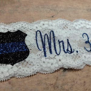 Police Garter, Police Wife, Blue Garter, Bling Garter, Personalized ...