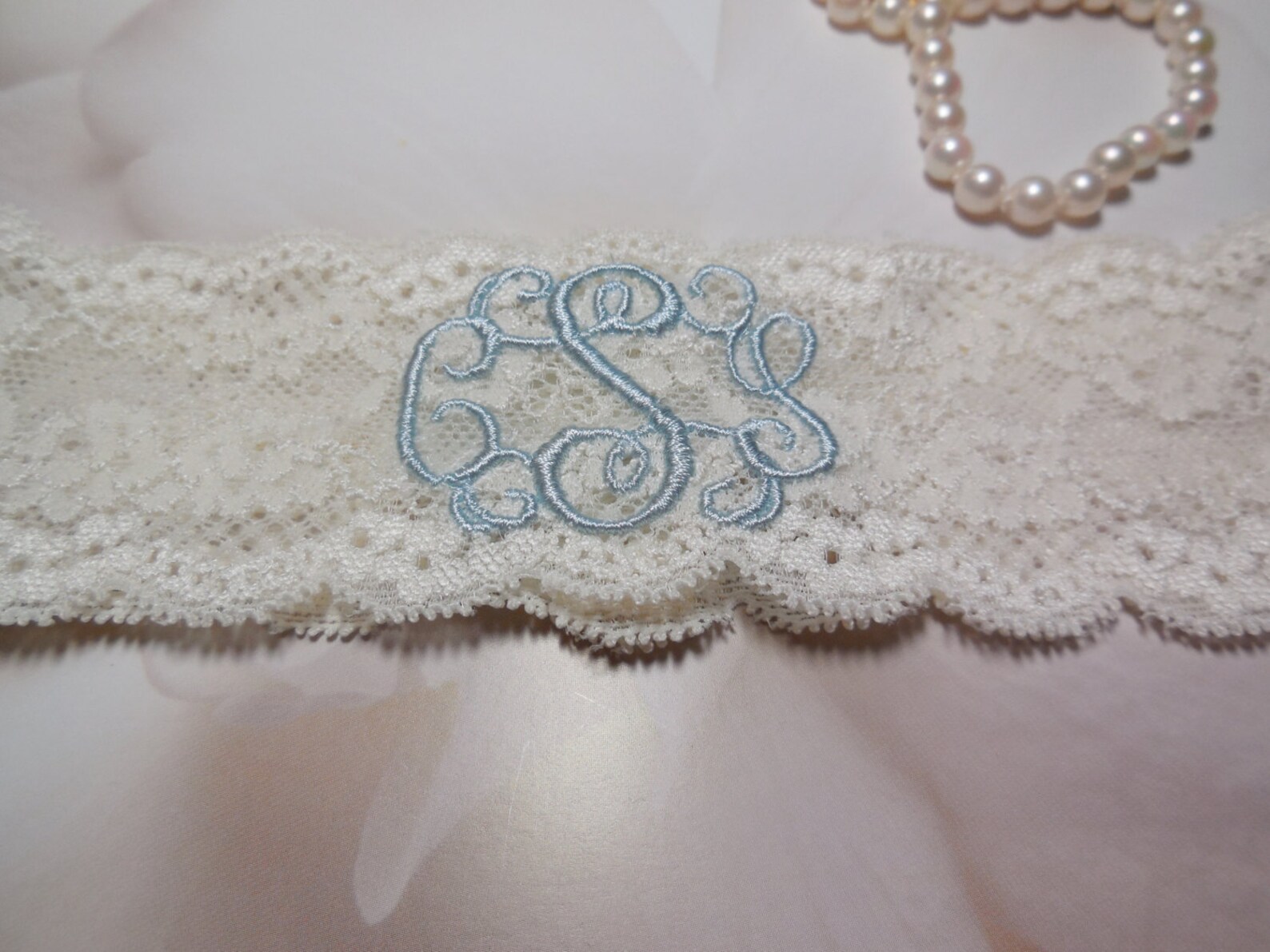 Monogrammed Garter Monogram Personalized Garter Blue | Etsy
