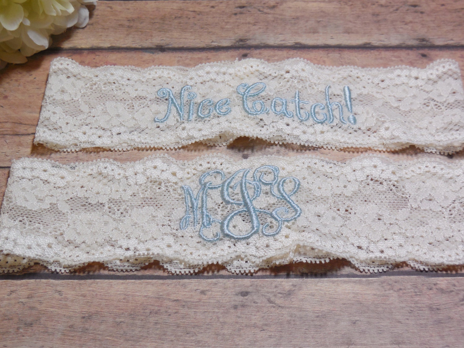 Monogrammed Garter Monogram Blue Garter Personalized - Etsy