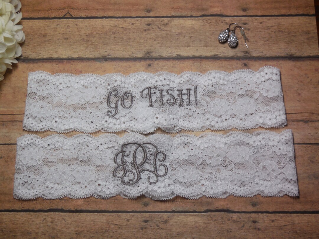 Monogrammed Garter Garter Gray Garter Personalized Garter - Etsy