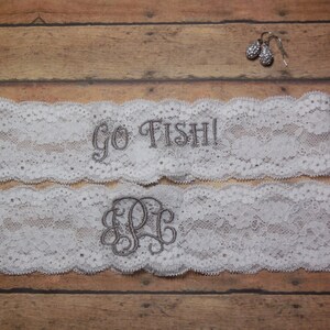 Monogrammed Garter Garter Gray Garter Personalized Garter - Etsy